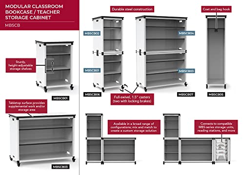 Offex Modular Classroom Storage Bookshelf/Teachers Cabinet - Wide Module with Casters and Tabletop