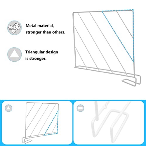 Hiziwimi 4 PCS White Metal Shelf Dividers, Multi-Functional Shelf Separator, Adjustable Clothing Organizer, White Hollow Dividers for Storage, Wood Closet, Kitchen and Office Shelves (White-4pc)