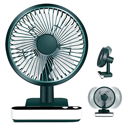 Table Fan Desk Fan, Small Oscillating Fan & Super Quiet, Desktop Fan Silent 180°Rotated, Small Electric Fan 5000mAh Rechargeable Battery Powered Fan 4-11Hs for Home Office Bedroom