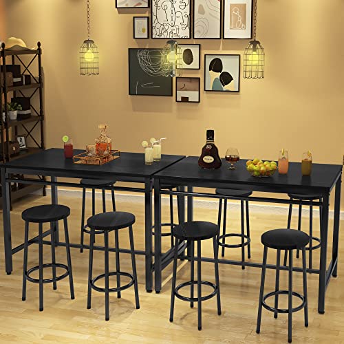 Recaceik Dining Table Set for 4 Bar Kitchen Table and Chairs for 4, 5 Piece Dining Table Set Counter Height Dinner Table with 4 Bar Stool, Dining Room Breakfast Table Set for Apartment