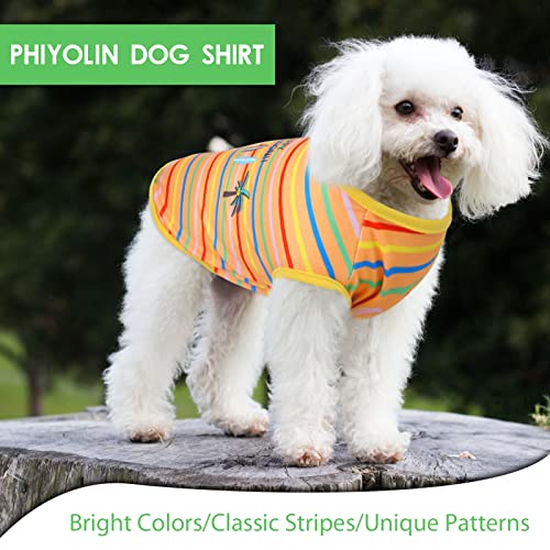 Phiyolin 2-Pack Dog Shirts Striped Stretch Dog T-Shirts for Small and Medium Dogs,Quick Dry Breathable Pet Clothes（M,Blue）