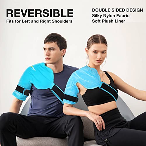 DUKUSEEK Ice Pack for Shoulder Rotator Cuff, Reusable Shoulder Ice Pack with Hot Cold Therapy for Injuries, XL, Flexible, Long Lasting Gel Ice Wrap for Pain Relief, Brusitis, Recovery After Surgery