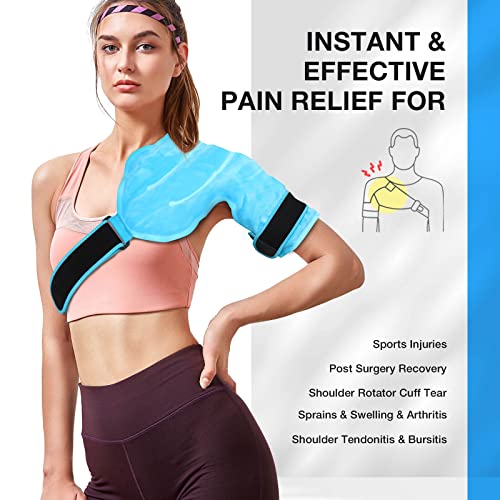 DUKUSEEK Ice Pack for Shoulder Rotator Cuff, Reusable Shoulder Ice Pack with Hot Cold Therapy for Injuries, XL, Flexible, Long Lasting Gel Ice Wrap for Pain Relief, Brusitis, Recovery After Surgery