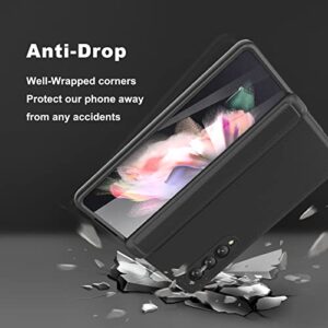 Viaotaily for Galaxy Z Fold 3 5G Case, Fold 3 Case with Screen Protector, Ultra Thin PC 360-degree All-Inclusive Hinge Folding Automatic Recovery Magnetic Suction Cover for Samsung Fold 3 5G (Black)