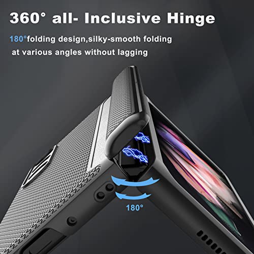 Viaotaily for Galaxy Z Fold 3 5G Case, Fold 3 Case with Screen Protector, Ultra Thin PC 360-degree All-Inclusive Hinge Folding Automatic Recovery Magnetic Suction Cover for Samsung Fold 3 5G (Black)