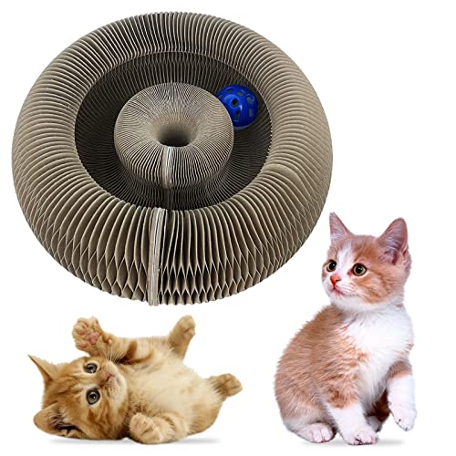 Magic Organ Cat Scratching Board,Deformable Cat Accordion Cat Grinding Claw Scratching Post Ball Track,Kitten Fun Intelligence Physical Exercise Educational Toy