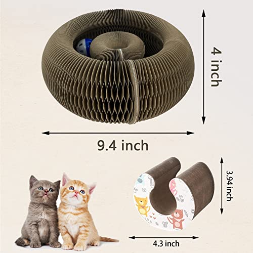 Magic Organ Cat Scratching Board,Deformable Cat Accordion Cat Grinding Claw Scratching Post Ball Track,Kitten Fun Intelligence Physical Exercise Educational Toy