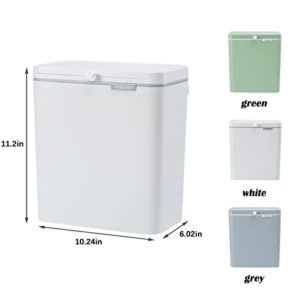 URALFA Hanging Kitchen Trash Can with Lid,Small Compost Bin for Under Sink or Cabinet Door, Wall-Mounted Garbage Can，Kitchen Compost Bin for Counter Top,2.4 Gallon Food Waste Bin，White