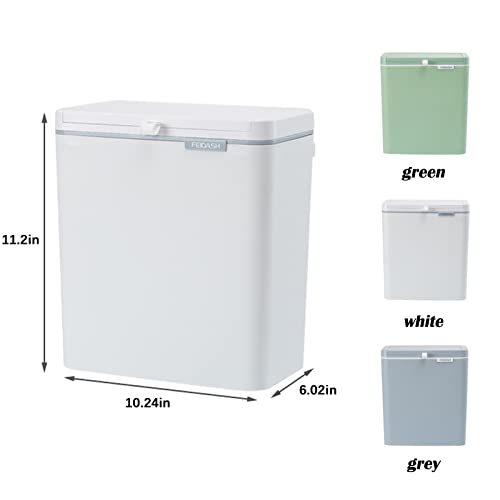 URALFA Hanging Kitchen Trash Can with Lid,Small Compost Bin for Under Sink or Cabinet Door, Wall-Mounted Garbage Can，Kitchen Compost Bin for Counter Top,2.4 Gallon Food Waste Bin，White