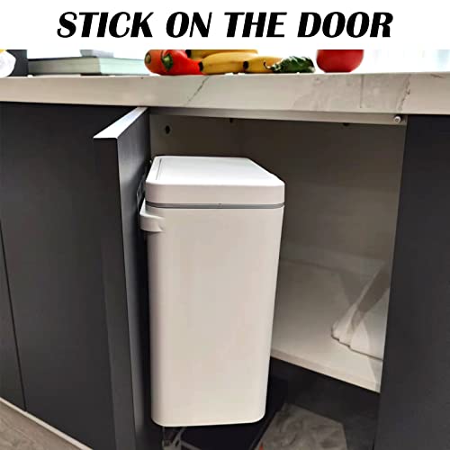 URALFA Hanging Kitchen Trash Can with Lid,Small Compost Bin for Under Sink or Cabinet Door, Wall-Mounted Garbage Can，Kitchen Compost Bin for Counter Top,2.4 Gallon Food Waste Bin，White