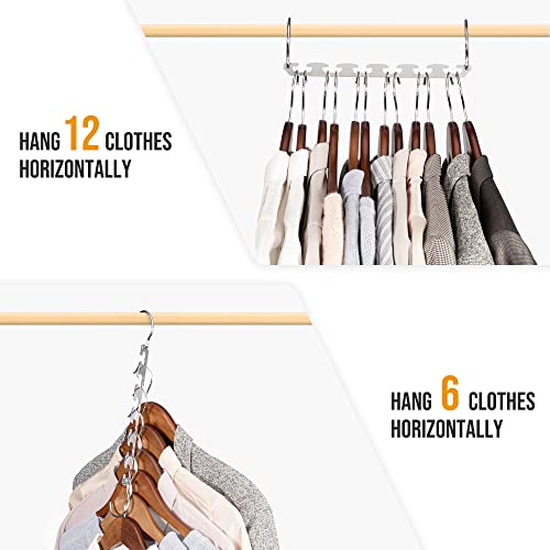 HOUSE DAY Closet Organizers and Storage Space Saving Hangers 12 Pack Stainless Steel Magic Hangers Upgraded Sturdy Multiple Hangers in one Space Saver Clothes Hangers College Dorm Room Essentials