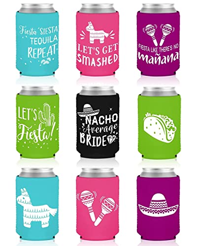 Fiesta Bachelorette Party Decorations Can Sleeves Favor for Nacho Average Bride Bridal Shower Mexico Bachelorette Party Supplies Can Sleeves 9-Pack