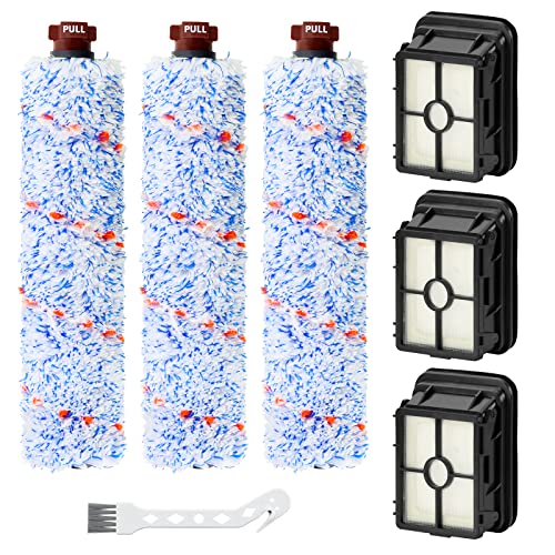 Cross Wave Replacement for Bissell CrossWave Pet Pro 1785 2306 Series Vacuum Cleaner, 3 Pack 1868 Multi-Surface Brush Rolls + 3 Pack 1866 Vacuum Filters, Compare to Part 1608684, 1608683, 160-8683