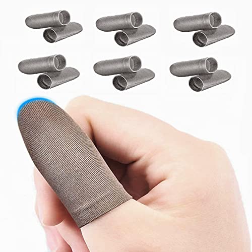 Finger Sleeves for Mobile Game, Anti-Sweat Extremely Thin Full Touch Screen Sensitive Finger Set (Pack of 6 Pairs, Gray), silver