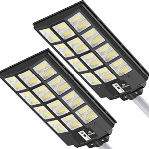 OKPRO Solar Street Lights Outdoor - 1200W Solar Parking Lot Lights, 7000K LED Solar Lights, Dusk to Dawn, Motion Sensor, Commercial Grade