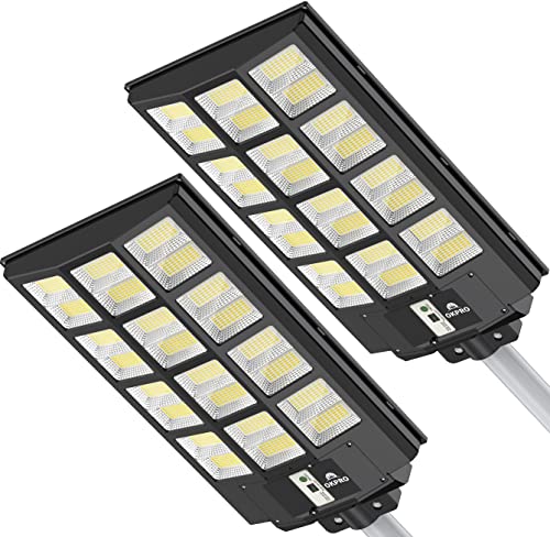 OKPRO Solar Street Lights Outdoor - 1200W Solar Parking Lot Lights, 7000K LED Solar Lights, Dusk to Dawn, Motion Sensor, Commercial Grade