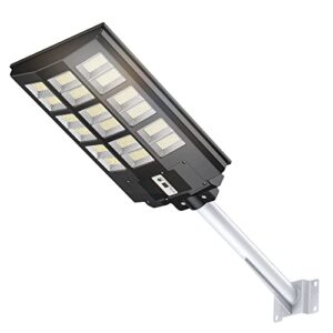 okpro solar street lights outdoor - 1000w solar parking lot lights, 7000k led solar lights, dusk to dawn, motion sensor,ip66 waterproof, commercial grade