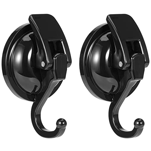 Suction Cup Hooks Reusable Heavy Duty Strong Without Punching for Bathroom and Restroom Shower,Easy to Install and Remove Use for Glass, Tiles, Windows, Smooth Doors and Mirrors (Black)