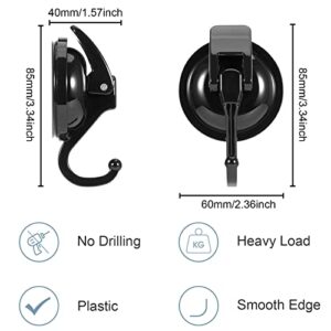 Suction Cup Hooks Reusable Heavy Duty Strong Without Punching for Bathroom and Restroom Shower,Easy to Install and Remove Use for Glass, Tiles, Windows, Smooth Doors and Mirrors (Black)