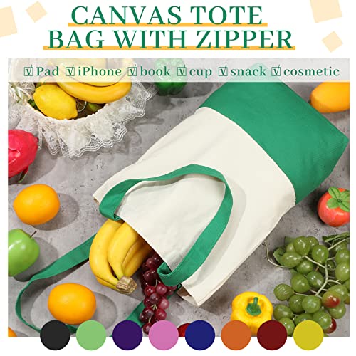 8 Packs Large Canvas Tote Bag Reusable Heavy Duty Beach Shopping Bag 12 Oz Christmas Cotton Grocery Bags Printable Canvas Bags Cloth Blank Tote with Handles and Solid Bottom, 17 x 13.8 x 4 Inches