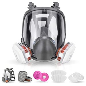 reusable respirator full face gas cover, organic vapor mask and anti-fog, for painting, mechanical polishing, logging, welding, against dust, staining, sanding & cutting