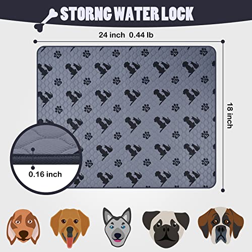 JUMEIHUI Washable Pee Pads for Dogs, Reusable Pee Pads for Dogs Non Slip,Pet Supplies Dog Pee Pads Extra Large,Playpen,Indoor 18X24（Pack of 2）