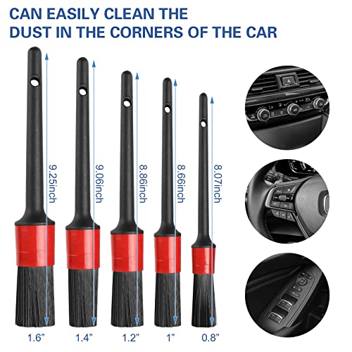 Manesi Car Detailing Brush Set,17PCS Drill Brush Set,Car Interior Detailing Kit & Car Wash Kit with Boar Hair Detail Brush and Cleaning Gel for Wheel,Dashboard,Air Vent,Leather and Exterior