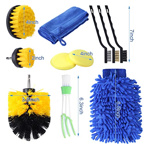 Manesi Car Detailing Brush Set,17PCS Drill Brush Set,Car Interior Detailing Kit & Car Wash Kit with Boar Hair Detail Brush and Cleaning Gel for Wheel,Dashboard,Air Vent,Leather and Exterior