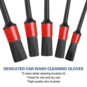 Manesi Car Detailing Brush Set,17PCS Drill Brush Set,Car Interior Detailing Kit & Car Wash Kit with Boar Hair Detail Brush and Cleaning Gel for Wheel,Dashboard,Air Vent,Leather and Exterior