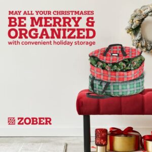 ZOBER Wrapping Paper Storage Containers - 33 Inch Gift Wrapping Organizer Storage W/Interior Pockets - Fits 20 Standard Rolls of Wrapping Paper, Bows, and Ribbons