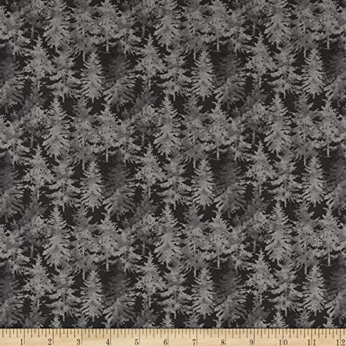 Riley Blake Designs Riley Blake Nature's Window Trees Fabric, Charcoal