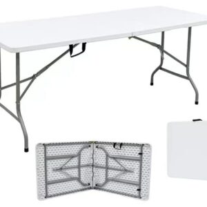 CaliGreen Tools Portable Utility Camping Folding Table, 6 Feet,White