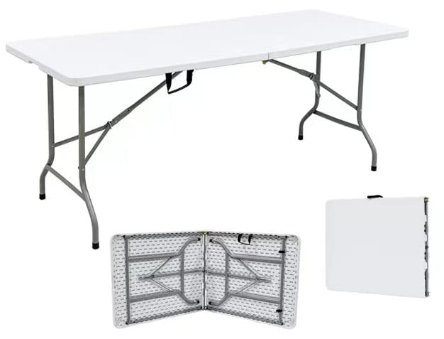 CaliGreen Tools Portable Utility Camping Folding Table, 6 Feet,White