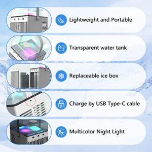 2023 New SXhyf Portable Air Conditioner, Evaporative Air Cooler Pro 3 in 1, Rechargeable Portable AC with 3 Wind Speed & Night Light, Portable Air Cooler, Desk Fan for Home Room Desktop Camping