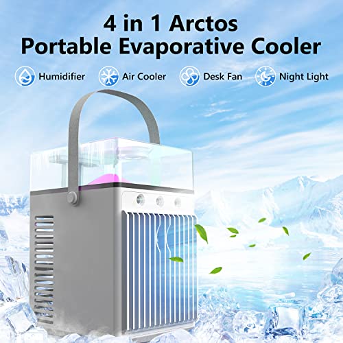 2023 New SXhyf Portable Air Conditioner, Evaporative Air Cooler Pro 3 in 1, Rechargeable Portable AC with 3 Wind Speed & Night Light, Portable Air Cooler, Desk Fan for Home Room Desktop Camping