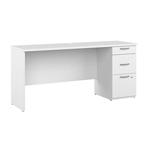 Bestar Logan Computer Desk with Drawers in Pure White, 65W