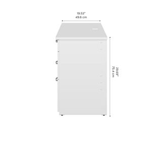 Bestar Logan Computer Desk with Drawers in Pure White, 65W