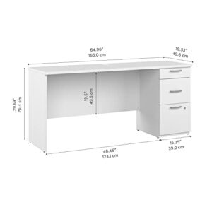 Bestar Logan Computer Desk with Drawers in Pure White, 65W