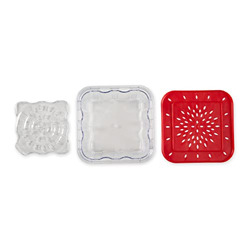 RSVP International Reusable Food Storage Collection Berry Keeper Set, Red 5.125x4.125, Blue 4.25x2.125