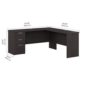 Bestar Ridgeley L Shaped Desk with Storage in Charcoal Maple, 65W