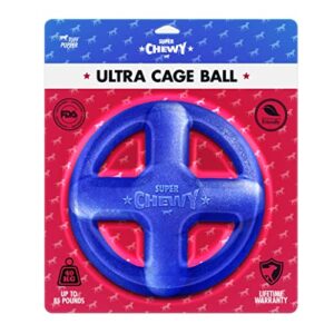 SuperChewy Tough Dog Cage Ball Toy | Lifetime Replacement Guarantee | Strong Natural Rubber | Great Dog Fetch Toy | Chew Toy for Dogs | Ultra Durable Chew Toy for Aggressive Chewers | For Large Breeds