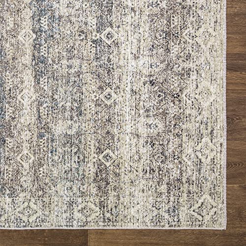 Bloom Rugs Caria Washable Non-Slip 5x7 Rug - Beige Brown/Teal Area Rug for Living Room, Bedroom, Dining Room and Kitchen - Exact Size: 5' x 7'