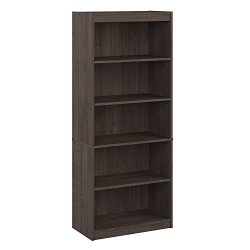 Bestar Logan 30W 5 Shelf Bookcase in Medium Gray Maple