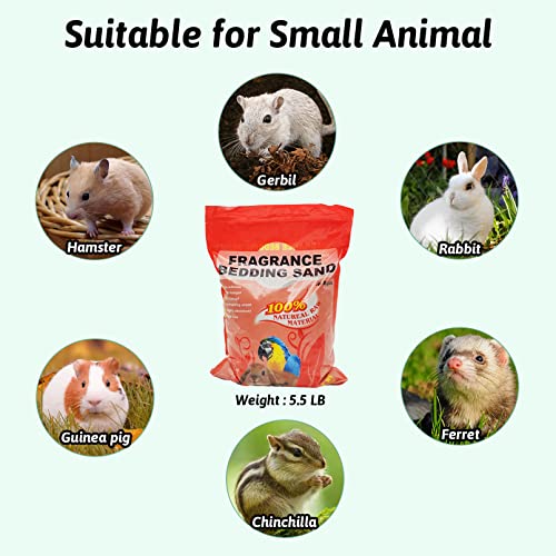 Hamiledyi Hamster Litter Potty Sand, 5.5 LB Small Animal Litter Pellets Dust Free Ferret Bathing Sand Gerbil Sand Bath Guinea Pig Bedding for Bunny Hedgehog Rabbit Dwarf Syrian Mouse (Apple)