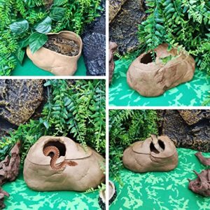 Hamiledyi Snake Hides and Caves, Resin Reptile Tank Accessories Large Humid Hide Leopard Gecko Corn Snake Shedding Egg-Laying Shelter