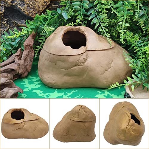 Hamiledyi Snake Hides and Caves, Resin Reptile Tank Accessories Large Humid Hide Leopard Gecko Corn Snake Shedding Egg-Laying Shelter