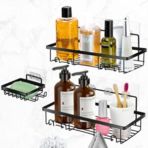 geftzrd 3 pack shower caddy,self adhesive bathroom shelf with soap holder,stainless steel rustproof bathroom shower organizer no drilling shower wall shelves