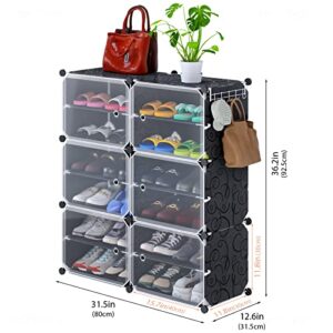 NiHome 24-Pair Shoe Storage Cabinet with Doors - Stackable and Expandable Closet Organizer for Entryway, Bedroom, Garage, Hallway and Office