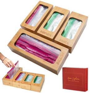 home euphoria bamboo bag organizer for drawer - plastic bag organizer for drawer, kitchen drawer organizer, storage bag organizer, drawer baggie organizer, organizer box for drawer