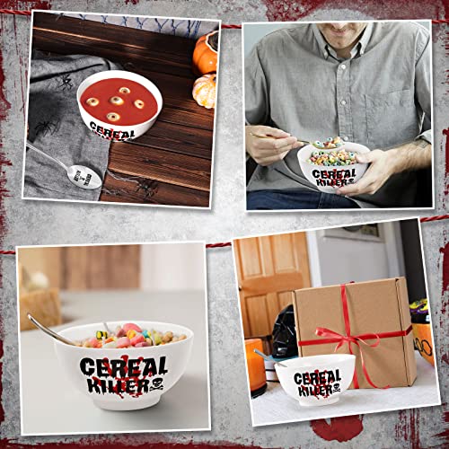 Nefelibata Cereal Killer Bowl and Spoon Set 23 oz Father's day Summer Man's Halloween Birthday Retirement Engraved Funny Gift Box Basket for Him Papa's Grandfather's Uncle's Friend's Present Set of 2